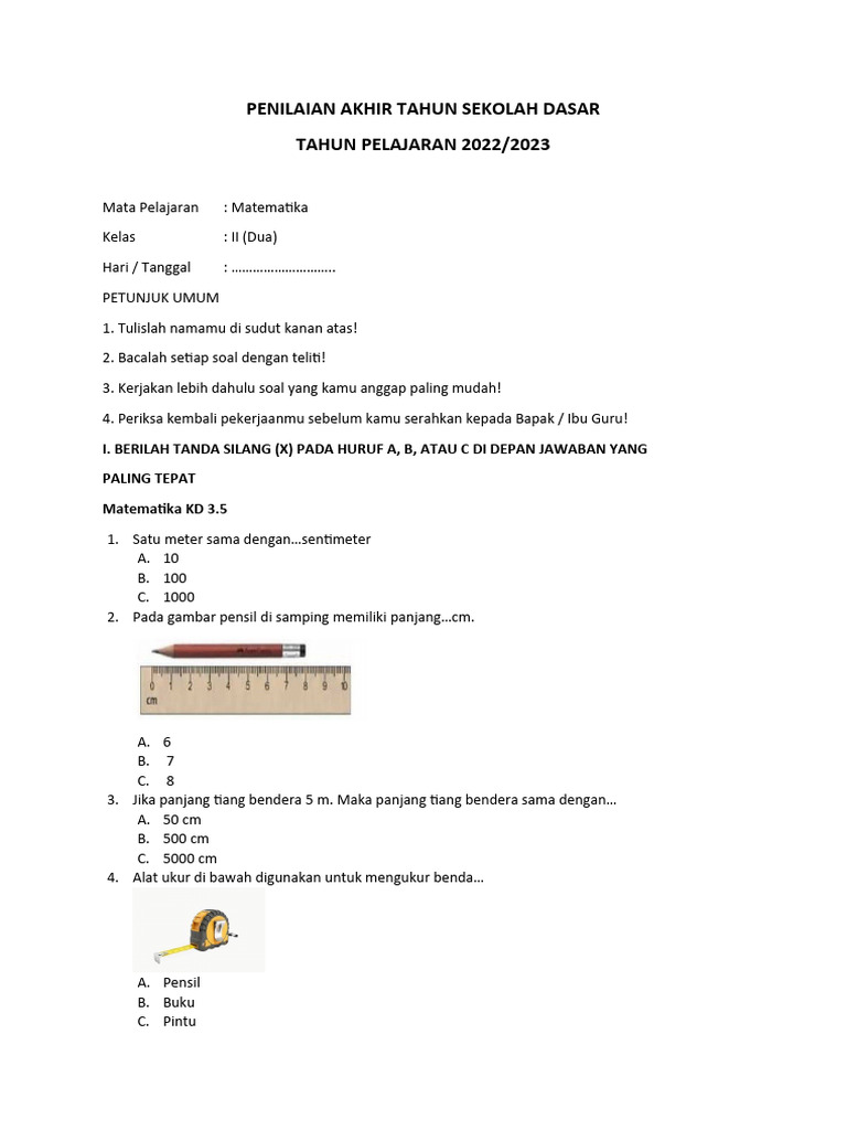 Soal Pat MTK KLS 2 Semester 2 | PDF | Griya & Taman