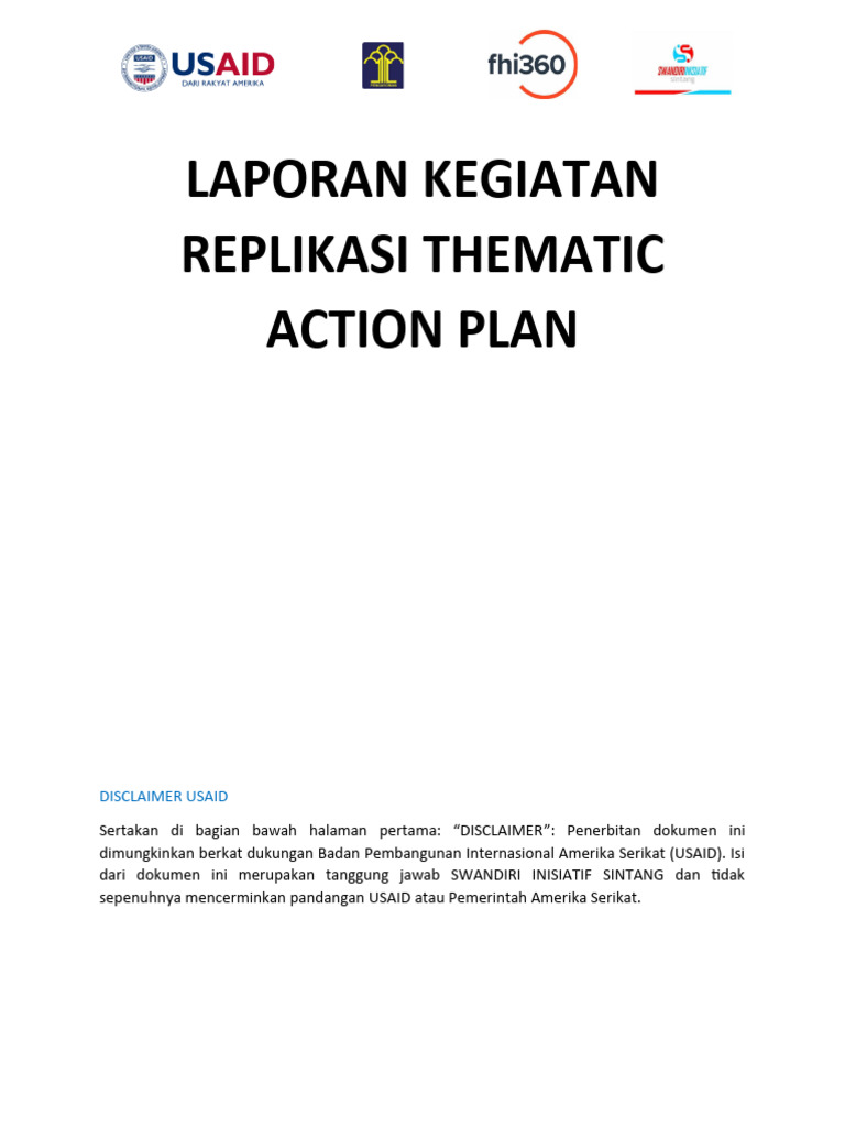Laporan Kegiatan Replikasi Thematic Action Plan - Final | PDF