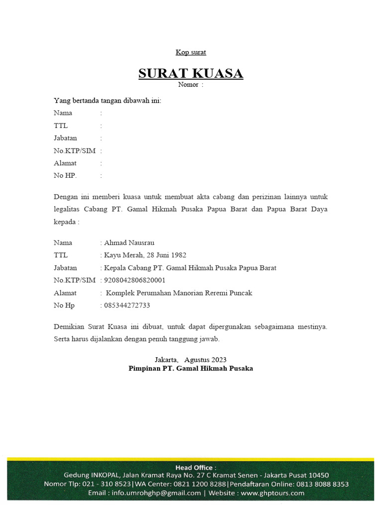 Contoh Surat Kuasa | PDF
