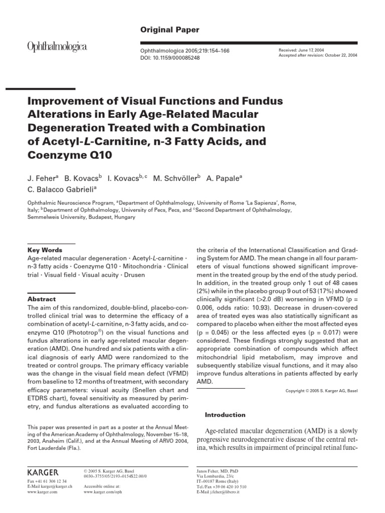 Improvement of Visual Functions and Fund | PDF | Mitochondrion | Clinical Trial