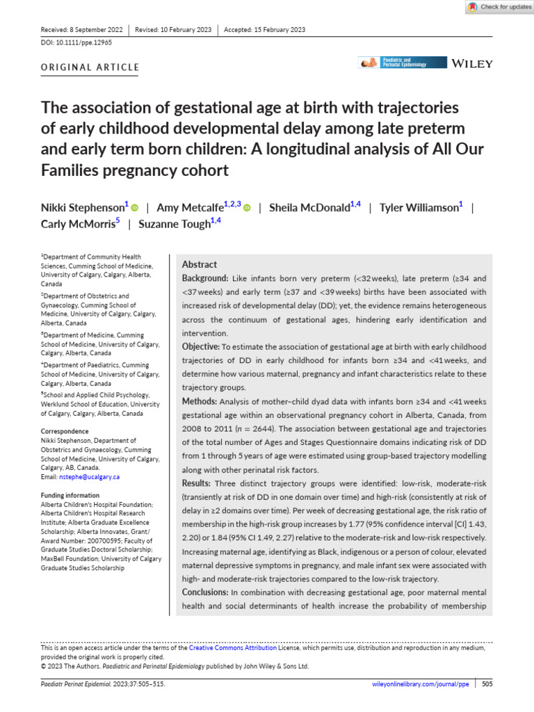 2023 - Stephenson Gestational Age at Birth With Trajectories ...