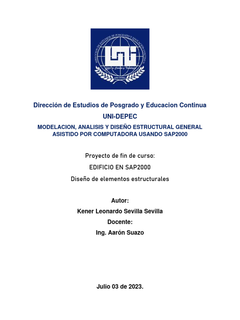 Proyecto de Fin de Curso Sap2000 | PDF