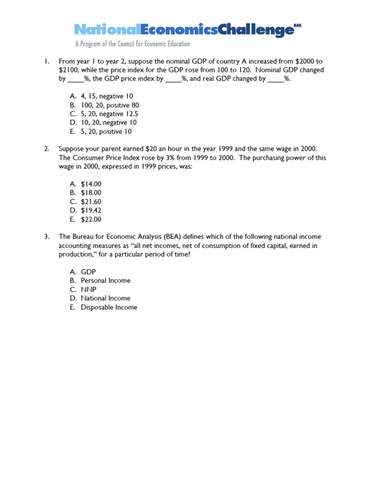 Adam Smith Example Macroeconomics Questions Answers | PDF | Gross ...
