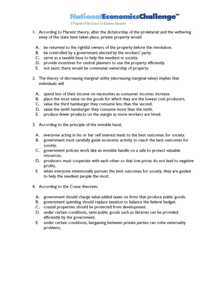 Adam Smith Example International Current Events Questions Answers | PDF ...