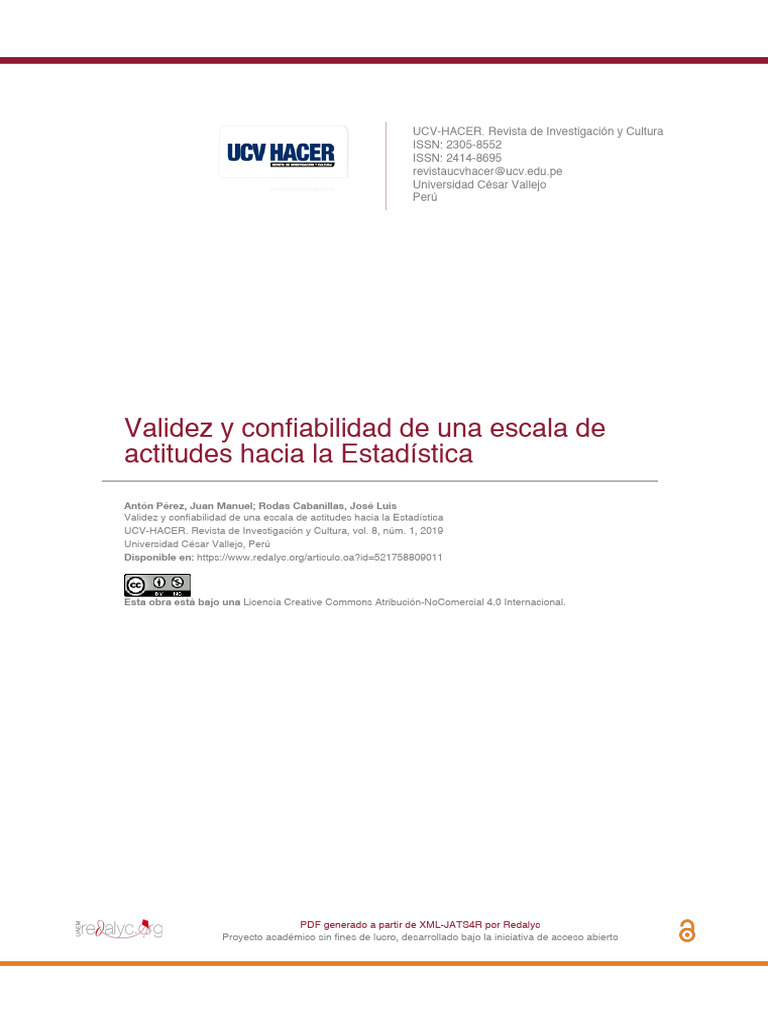 2019 ANTÓN PÉREZ - Validez y Confiabilidad de Una Escala de Actitudes ...