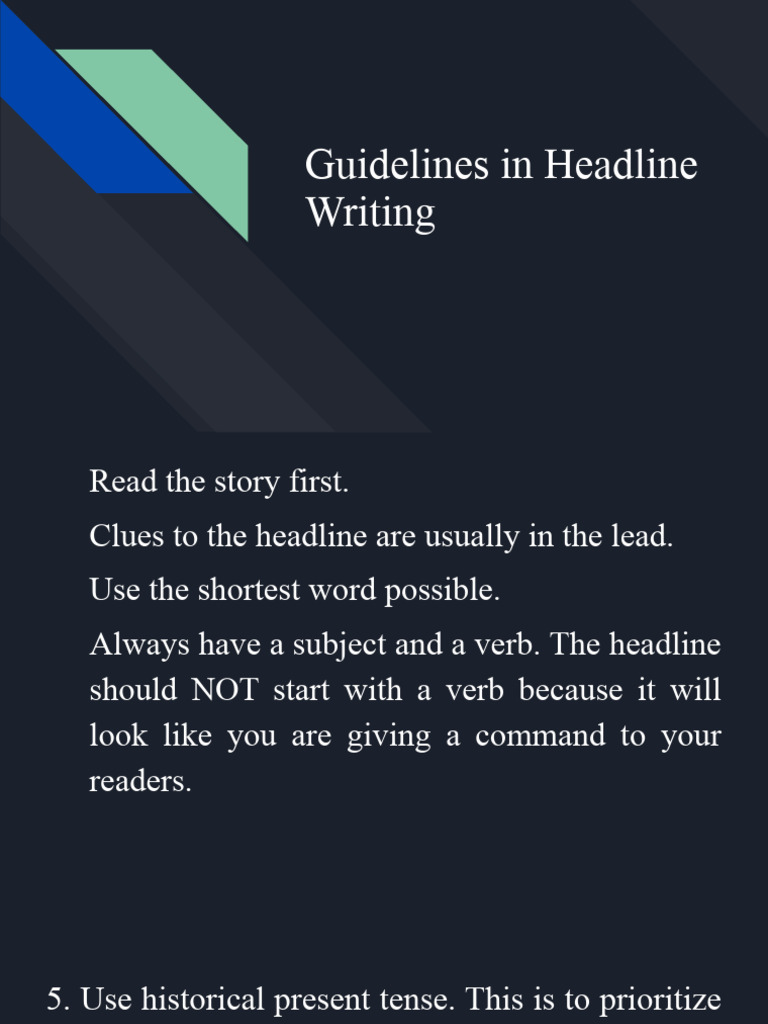 Headline Writing Guidelines | PDF | Language Arts & Discipline