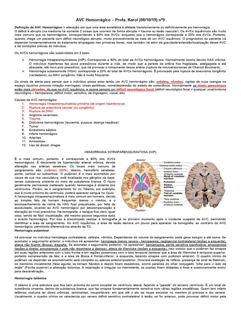 AVC Hemorrágico (08.10.19) | PDF | AVC | Sistema visual