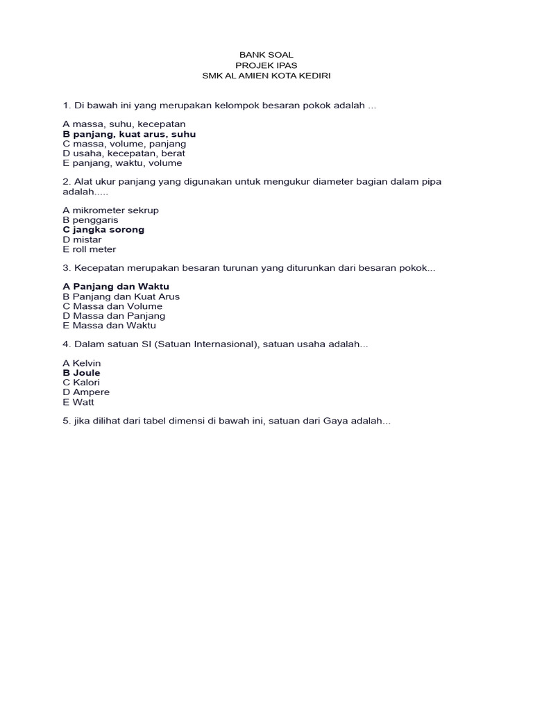 Bank Soal-Projek Ipas SMK | PDF Bank Soal-Projek Ipas SMK | PDF