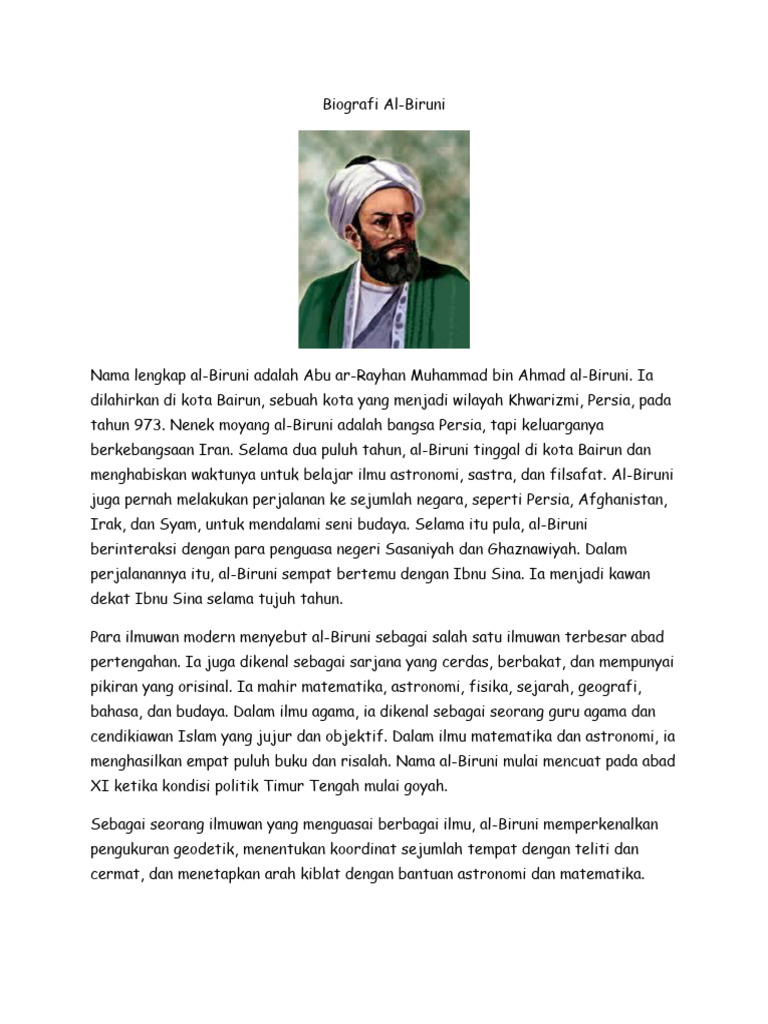 Biografi Albiruni | PDF | Ilmu Sosial