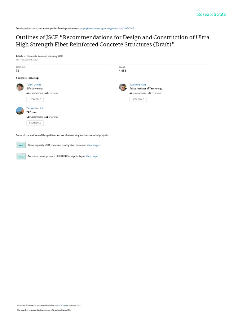 Outlines of JSCE Recommendations For Design and Co | PDF | Concrete | Strength Of Materials