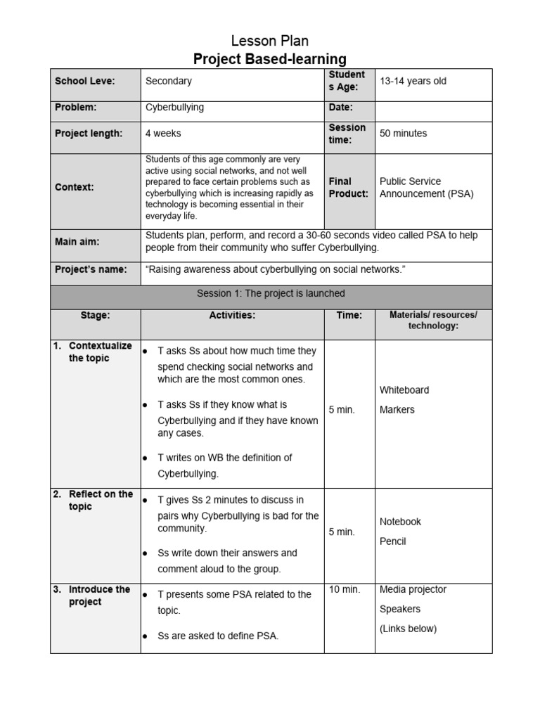 Lesson Plan and Rubrics | PDF | Rubric (Academic) | Cyberbullying
