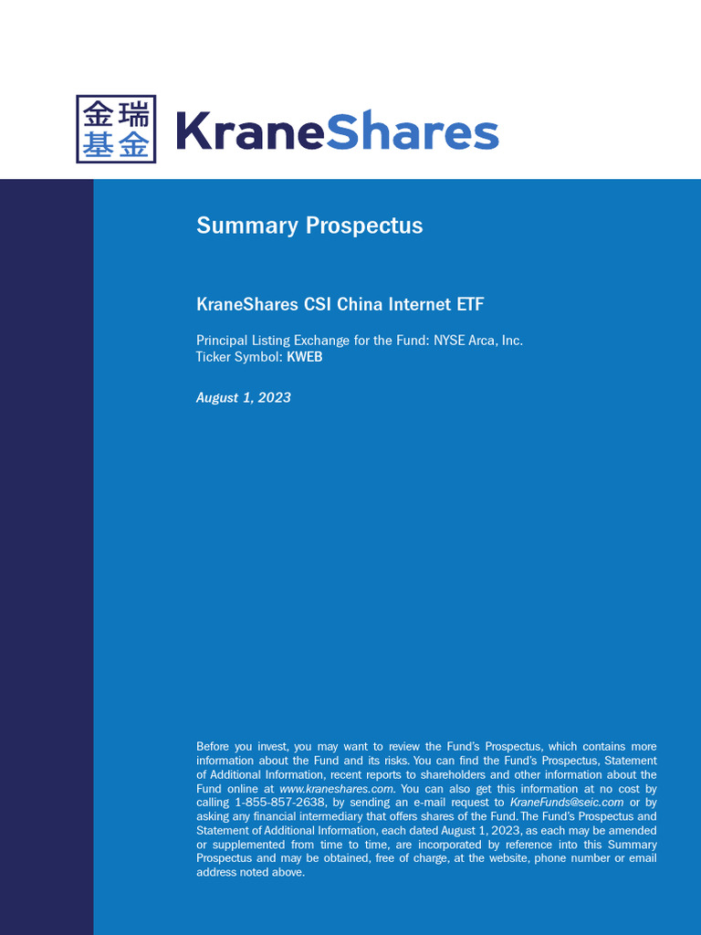 2023 08 01 Kweb Summary - Prospectus 1 | PDF | Investment Fund ...