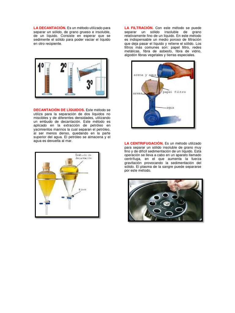 Métodos de Decantación y Separación | PDF | Líquidos | Sólido
