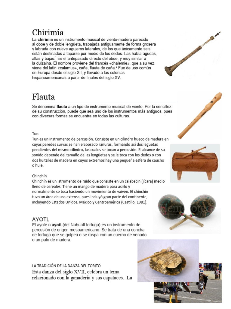 Chirimía: Instrumento Musical de Viento | PDF | Instrumentos musicales