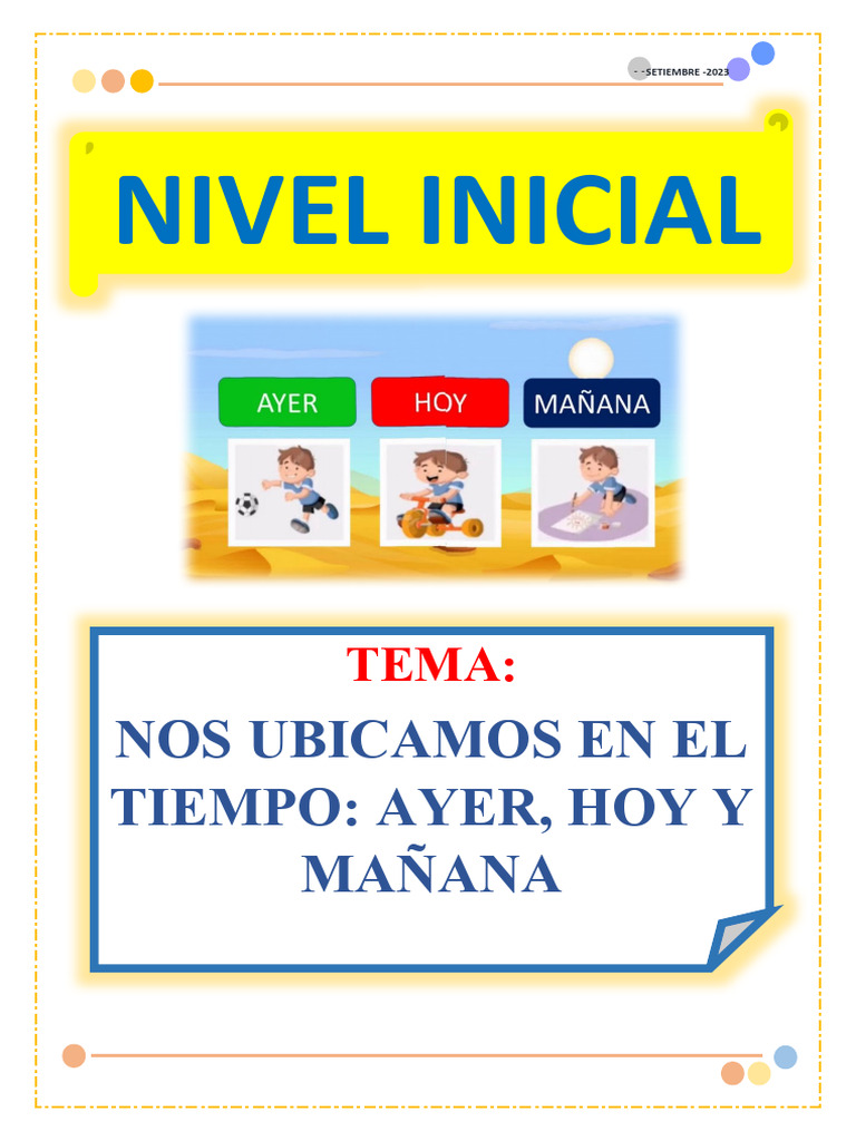 Actividades Ayer, Hoy y Mañana Infantil | PDF | Aprendizaje