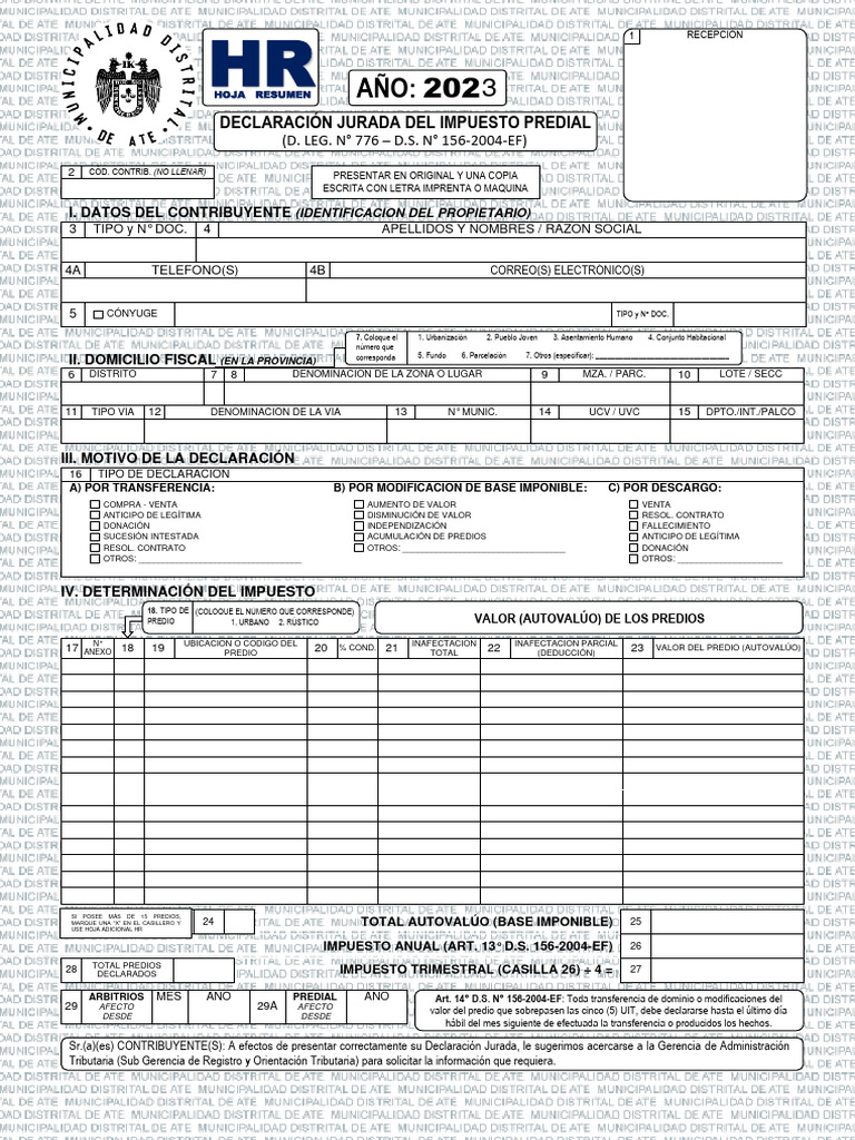 2022 Formato HR | PDF | Impuestos | Gobierno