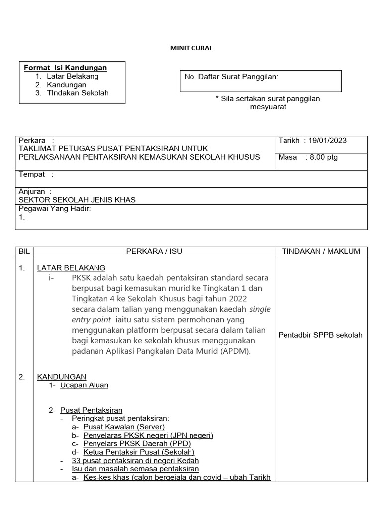 Format Pentaksiran PKSK 2023 | PDF