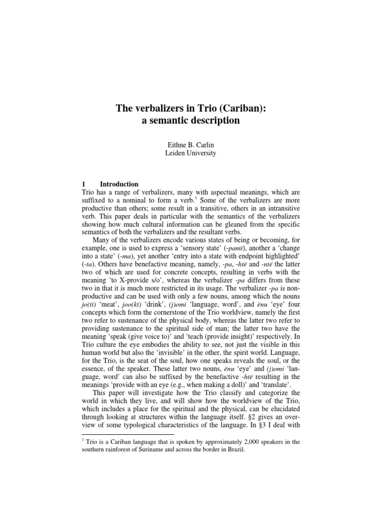 Verbalizers in Trio | PDF | Verb | Adjective