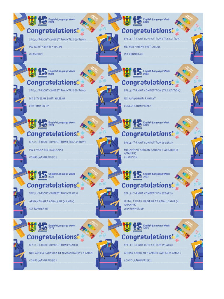 Label Hadiah Eng Week 2 | PDF