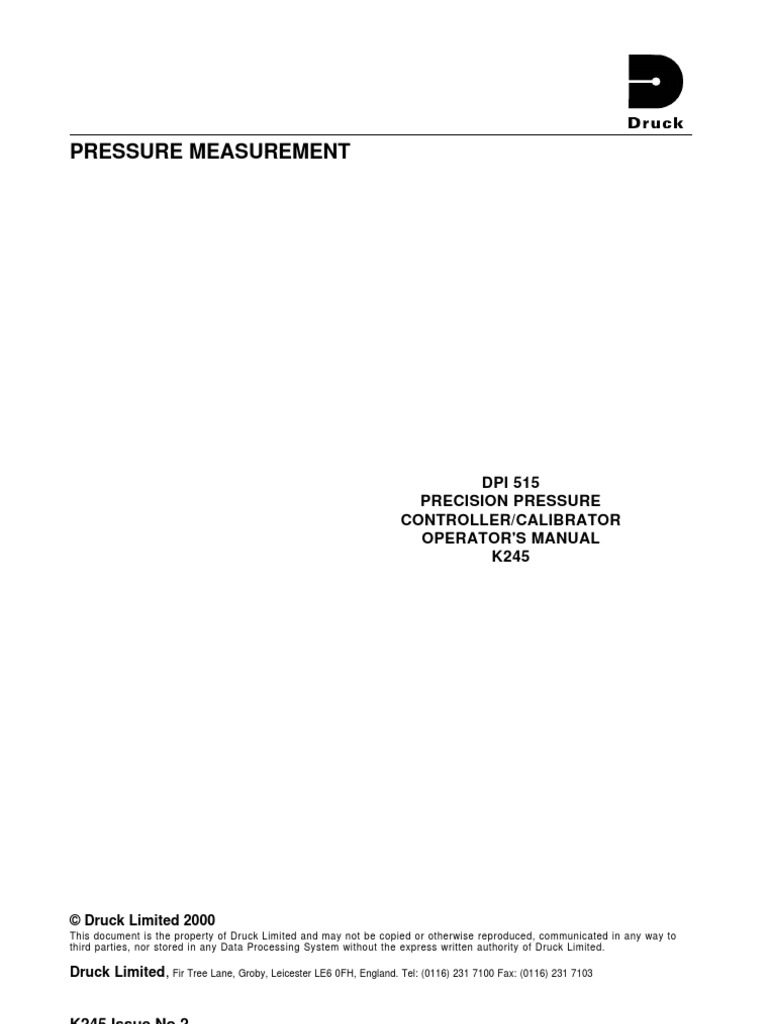 Pressure Measurement: DPI 515 Precision Pressure Controller/Calibrator ...