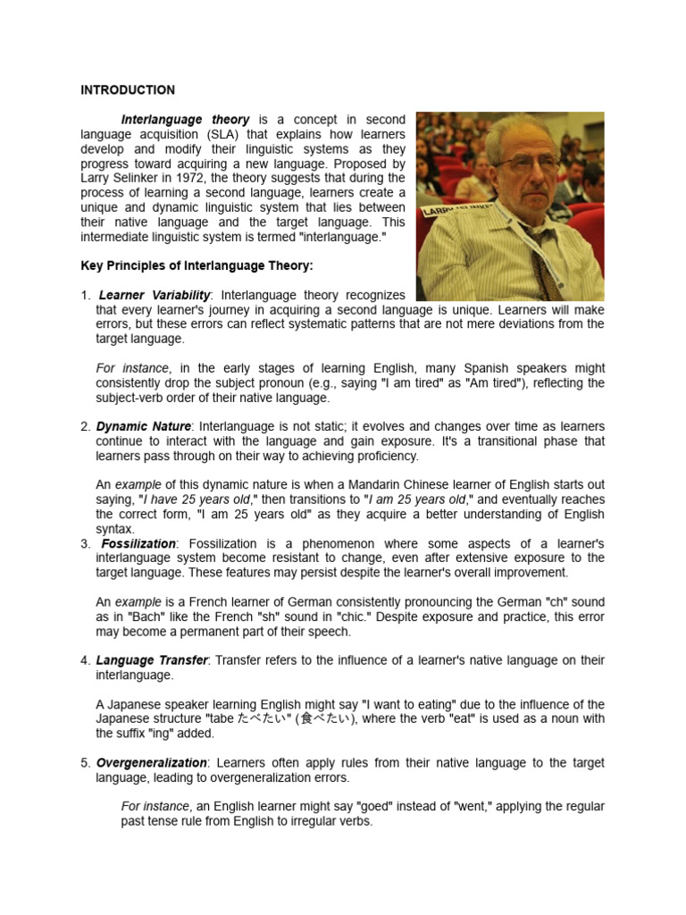 Activity Exploring Interlanguage Theory Through Error Analysis And