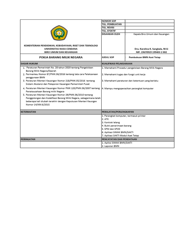 SOP_Pembukuan BMN | PDF