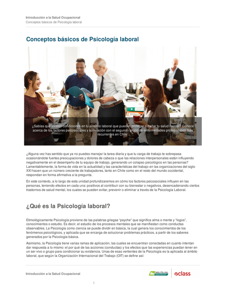 Conceptos Basicos de Psicologia Laboral-64fca14d11130 | PDF | Seguridad y salud ocupacional ...