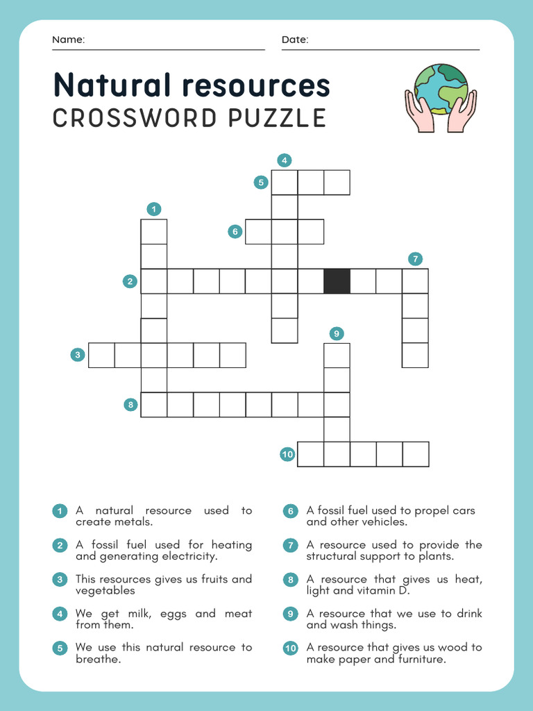 Natural Resources Crossword Puzzle | PDF | Home & Garden | Technology ...