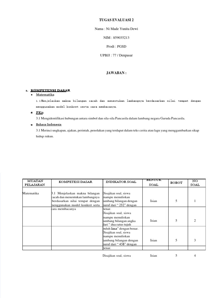 TUGAS EVALUASI 2 - YunitaDewi | PDF