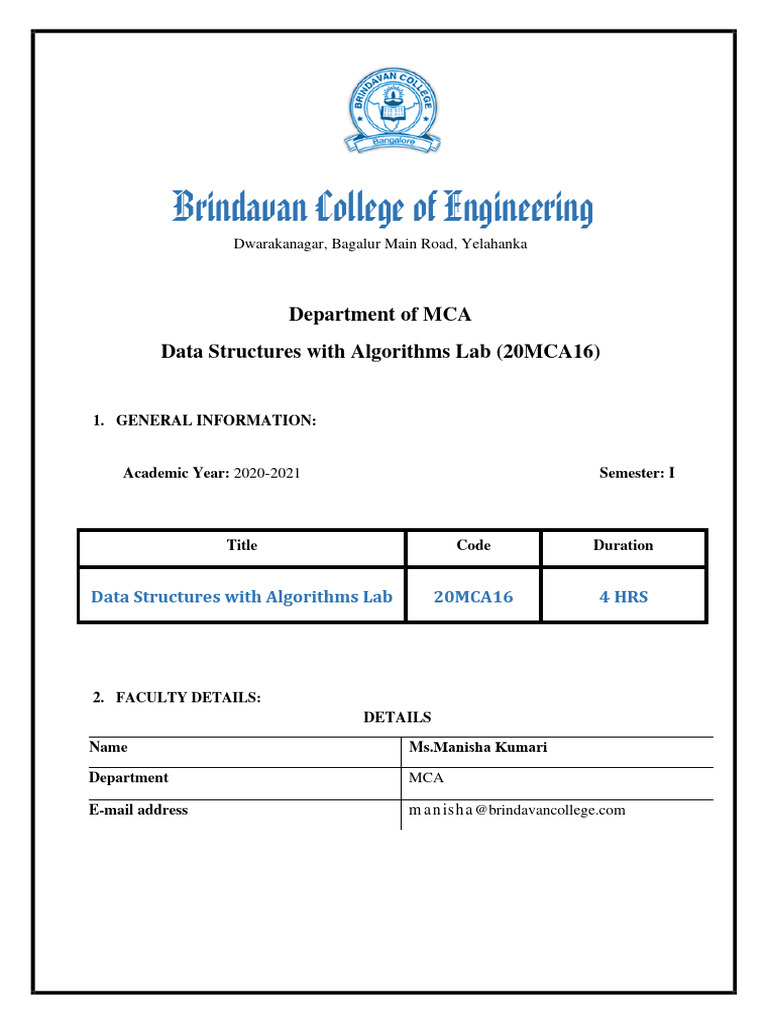 Data Structure and Algorithm Lab Manual | PDF