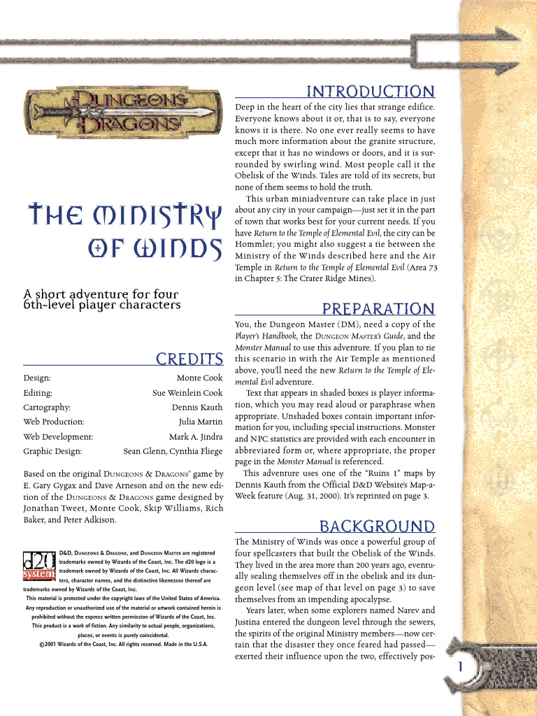 The Ministry of Winds | PDF | Dungeons & Dragons | Wizards Of The Coast