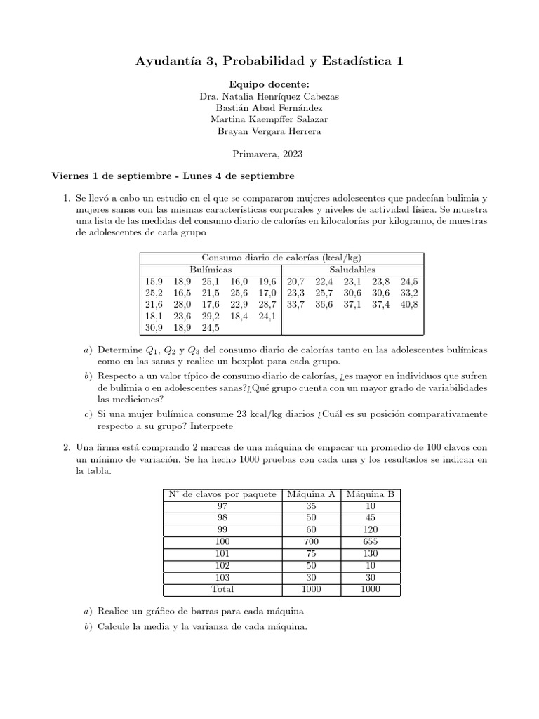 Ayudant A 03 | Descargar gratis PDF | Análisis estadístico | Enseñanza de matemática