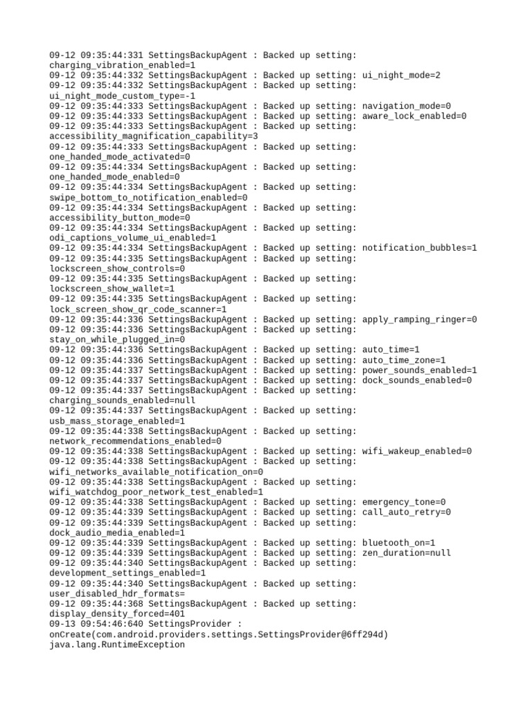 Settingsprovider | PDF | Java (Programming Language) | Backup