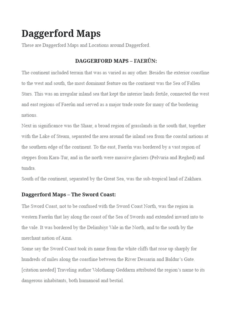 Daggerford Maps | PDF