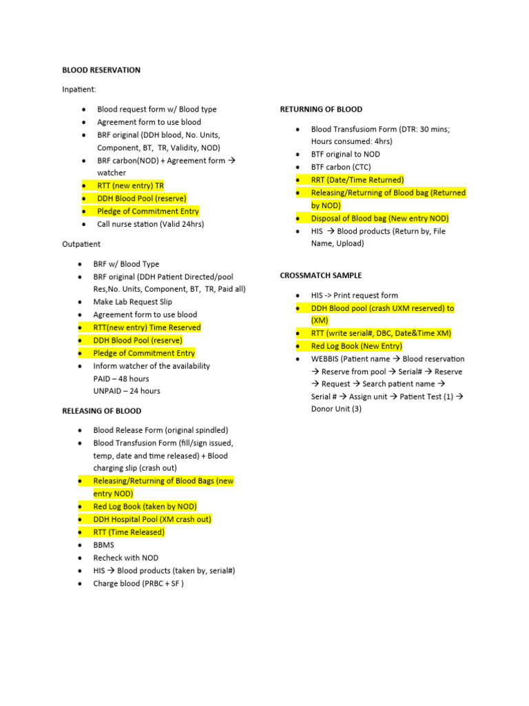 Blood Reservation | Download Free PDF | Blood Transfusion | Microbiology