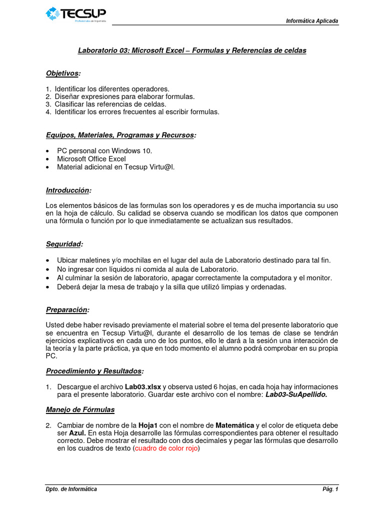 L03 Fórmulas y Referencias de Celdas-1 | PDF | Laboratorios | Microsoft ...