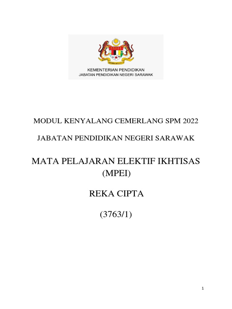 Modul Kenyalang Cemerlang Reka Cipta 3763 SPM 2022 | PDF