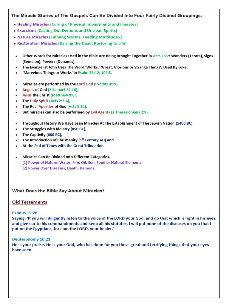 What Does The Bible Say About Miracles | PDF | Jesus | Miracle