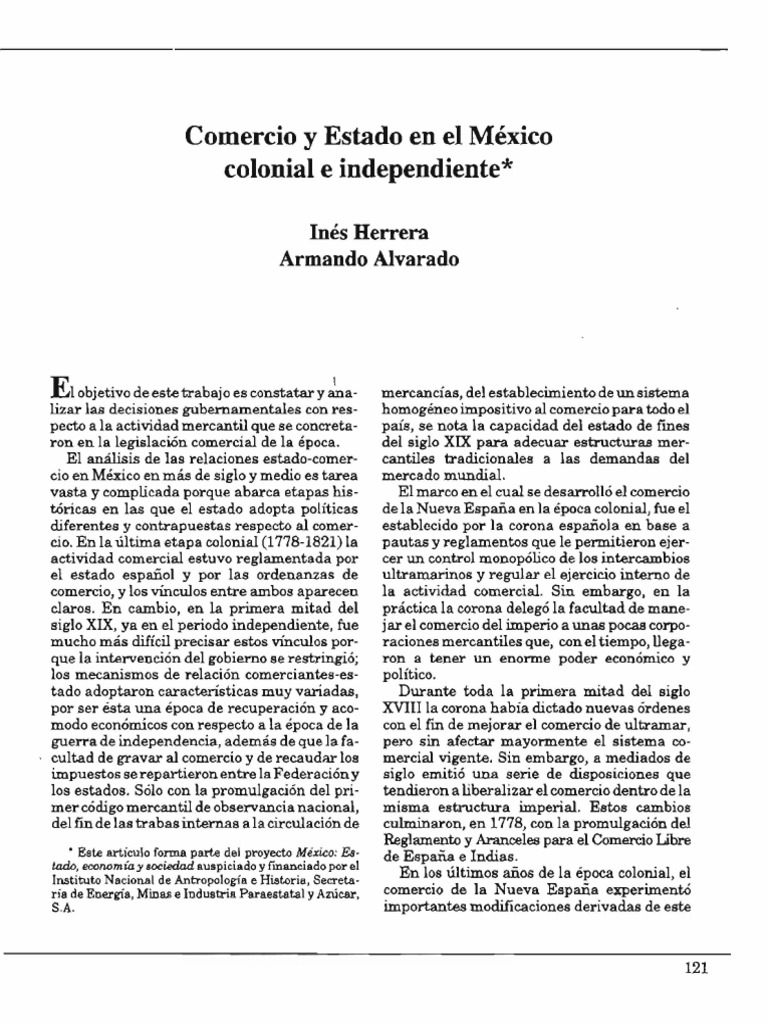 Comercio y Estado en El México Colonial e Independiente. Inés Herrera y ...