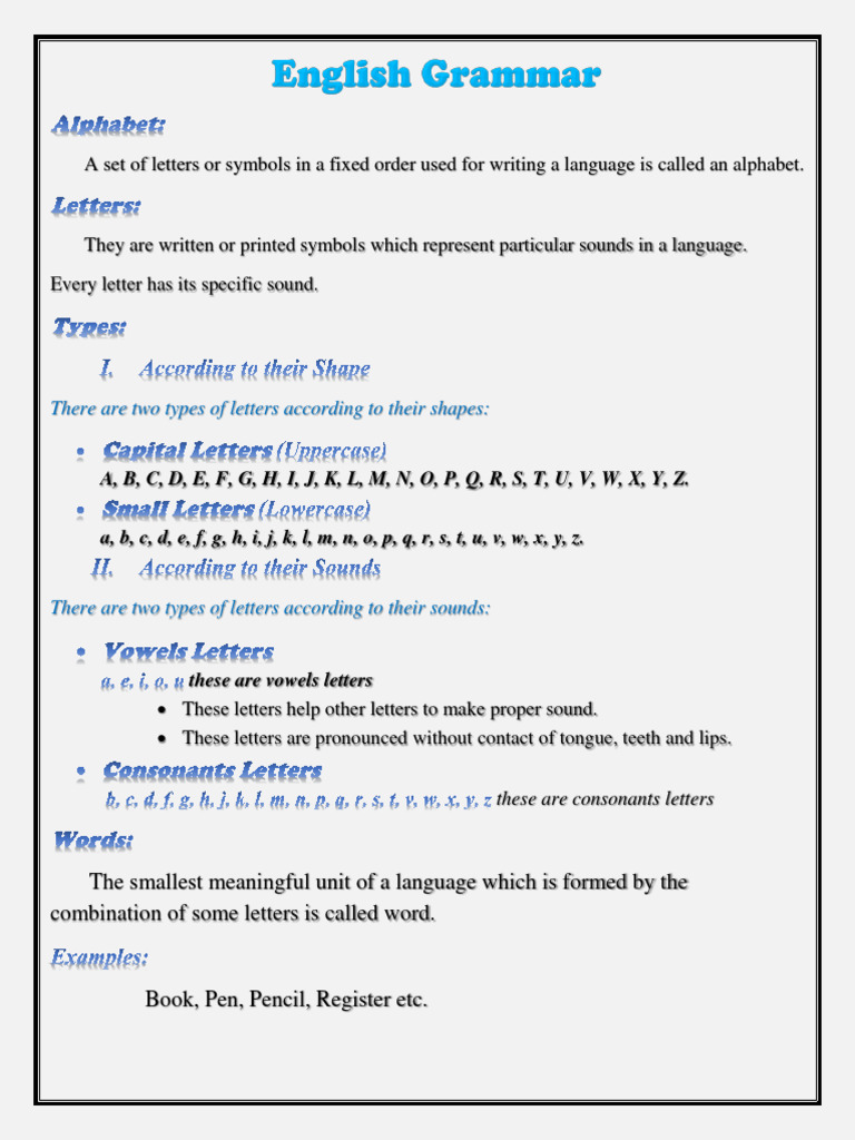 English Grammer | PDF | Consonant | Writing