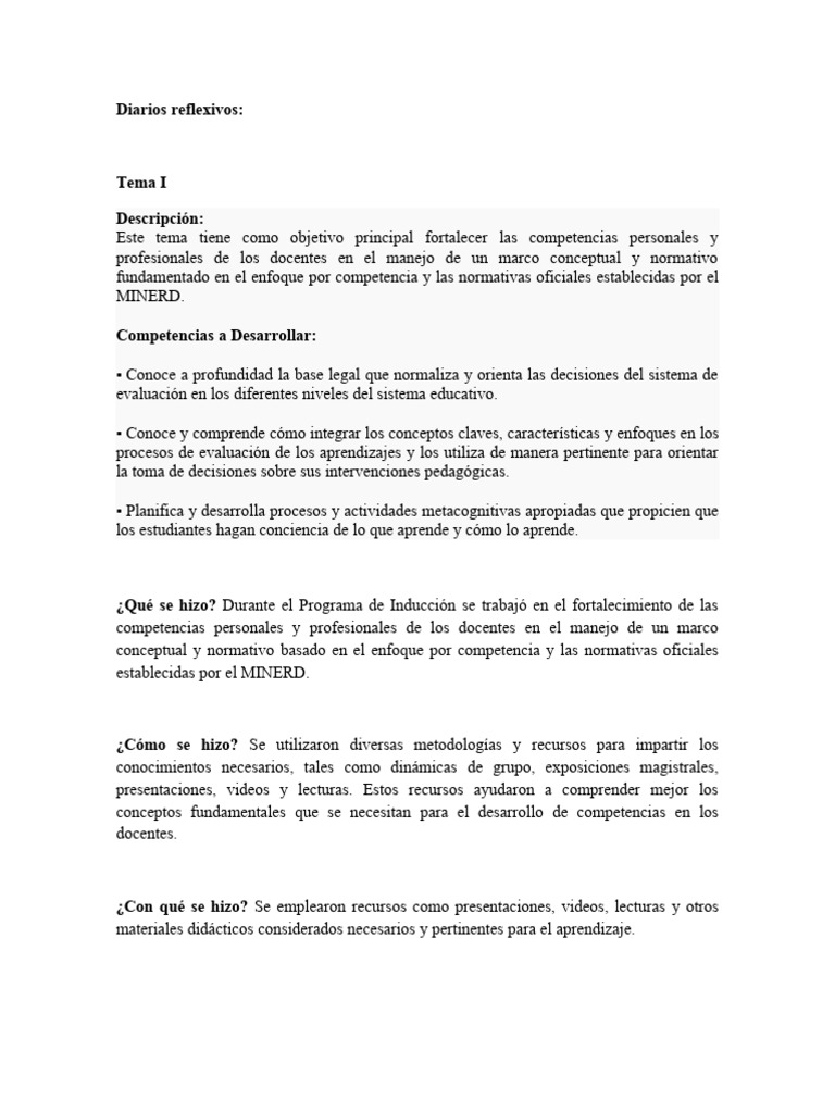 Diarios Reflexivos Docx Modulo 5 Deivis Sosa Renovación Docente | PDF | Evaluación | Enseñando
