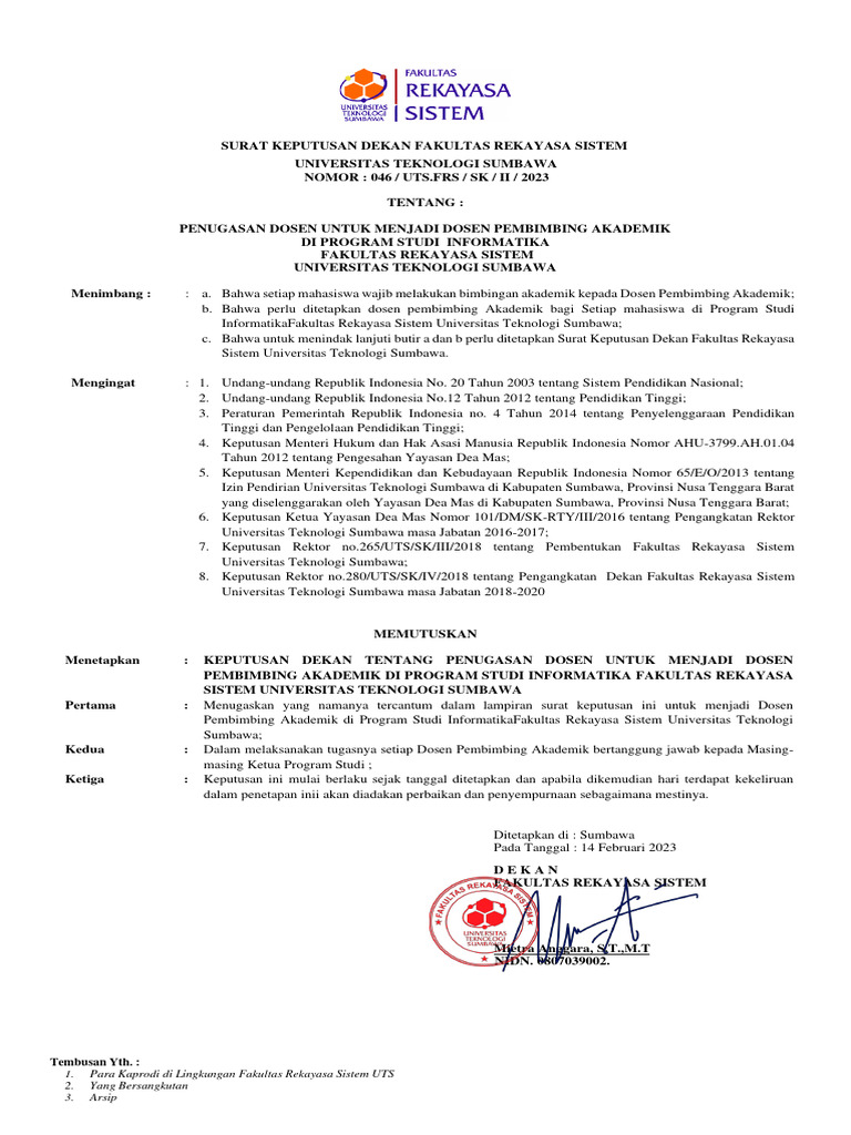 2023-046-SK DPA Revisi Informatika | PDF