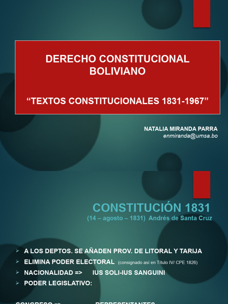Constituciones 1831-1967 | PDF | Constitución | Bolivia
