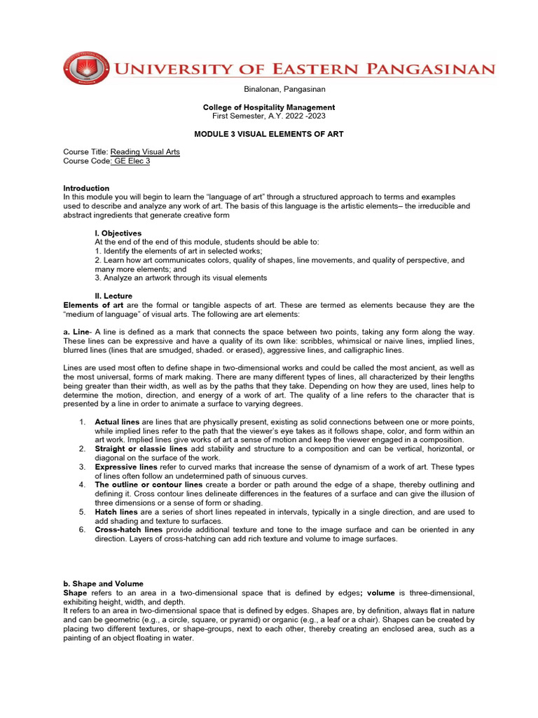 Module 3 Visual Elements of Art | PDF | Color | Rgb Color Model