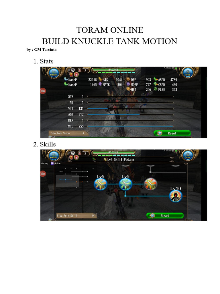 Toram Online Knuckle Tank Guide | PDF