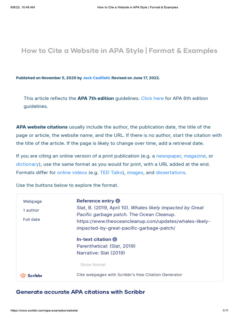 How To Cite A Website in APA Style - Format & Examples | PDF | Apa ...
