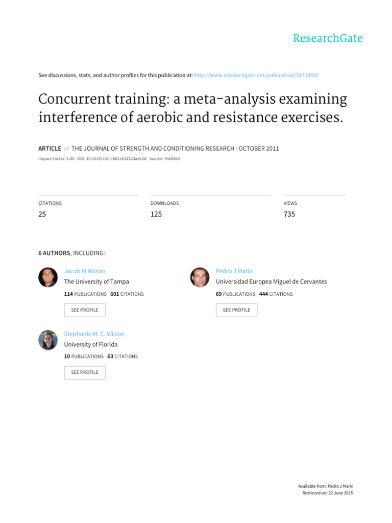 Concurrent Training A Meta Analysis | PDF | Strength Training | Muscle ...