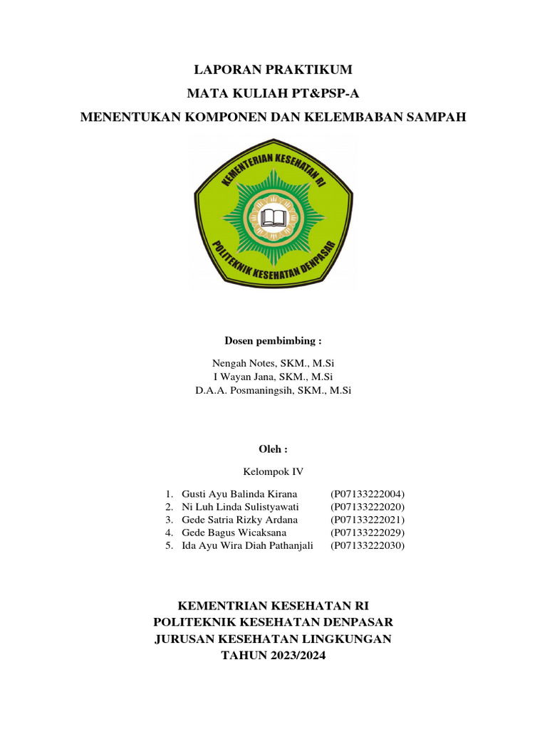 dAFATR ISI - LAPORAN PRAKTIKUM KOMPONEN DAN KELEMBABAN SAMPAH | PDF ...