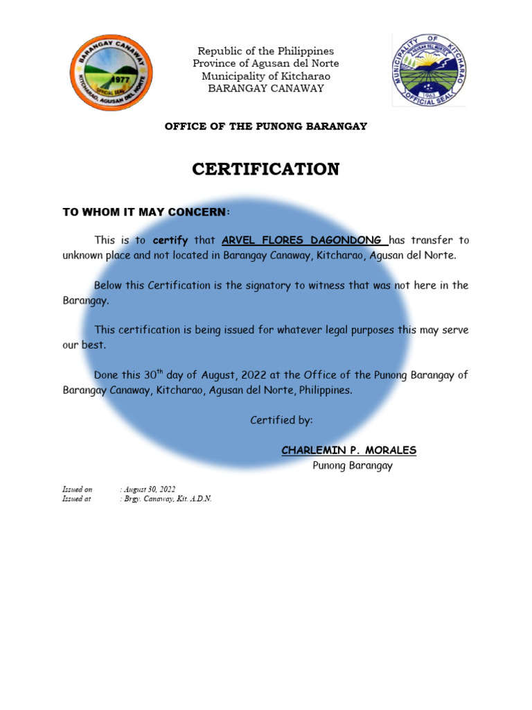 Cert PNP | PDF | Philippines