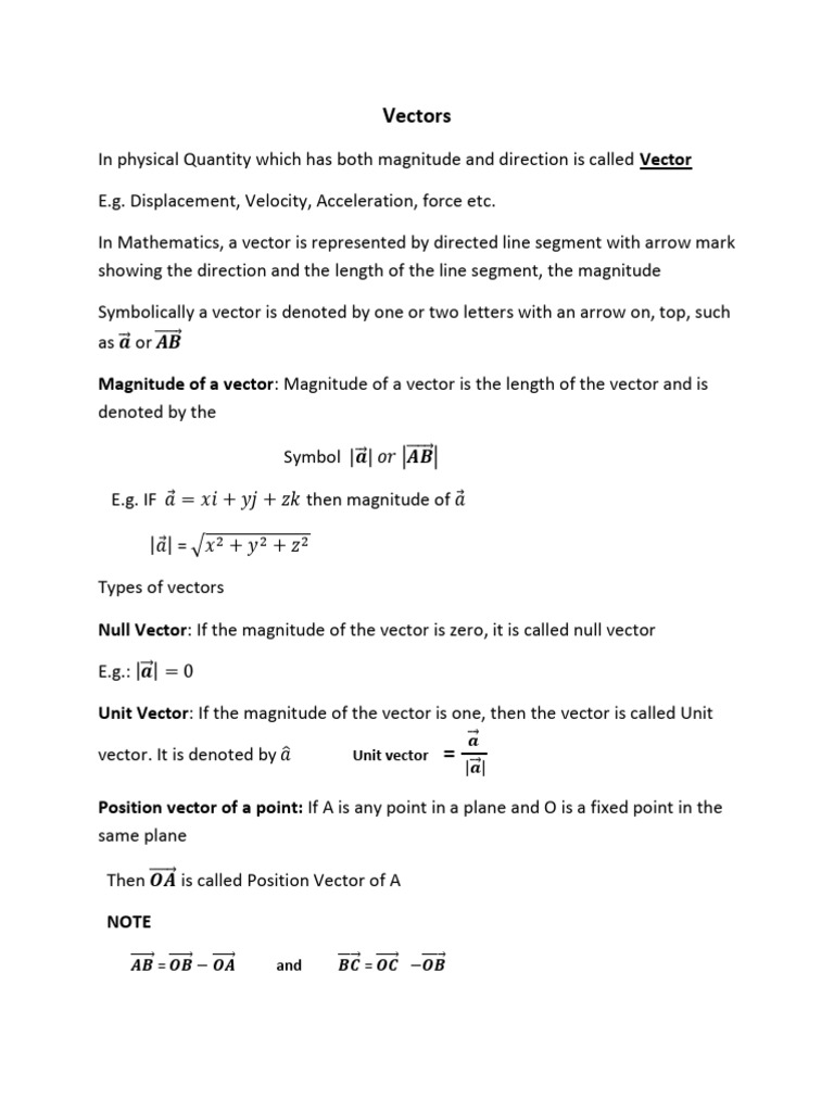 2020 Vectors | PDF | Euclidean Vector | Space
